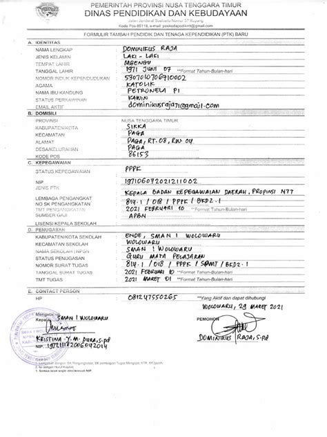 Formulir Ptk Baru Pdf