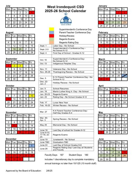 West Irondequoit Csd Calendar 25 26 [pdf] Revised Educounty
