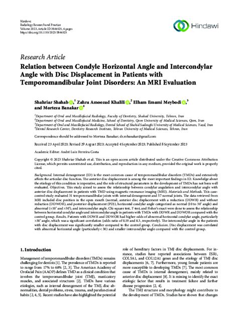 Pdf Relation Between Condyle Horizontal Angle And Intercondylar Angle