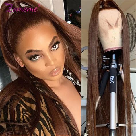 Siyun 쇼 360 레이스 정면 가발 초콜릿 브라운 레이스 프런트 가발 250 밀도 본 스트레이트 인모 가발 컬러 인모 가발인모 레이스 가발 Aliexpress