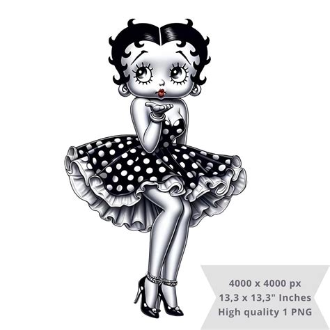 1 Png Betty Boop Black And White Clipart Images Digital Design Png