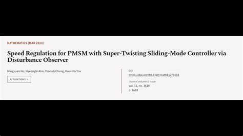 Speed Regulation For Pmsm With Super Twisting Sliding Mode Controller Via Disturbance Rtcl