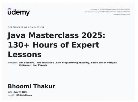 Completed Java Masterclass 2025 On Udemy Strengthened My Java And Oop