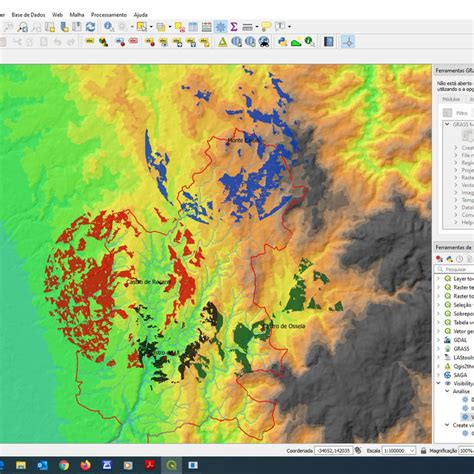 A Screenshot Of Visibility Analysis In Qgis Of Several Hillforts In The