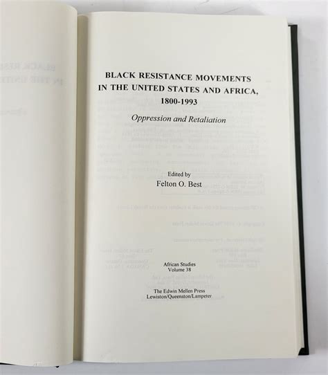 Black Resistance Movements In The United States And Africa 1800 1993