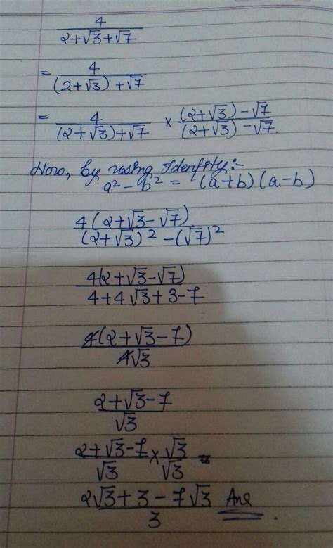 Rationalize The Denominator 4 By 2 Root 3 Root 7