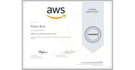 Su Jin Kim On Linkedin Completion Certificate For Aws Cloud Technical