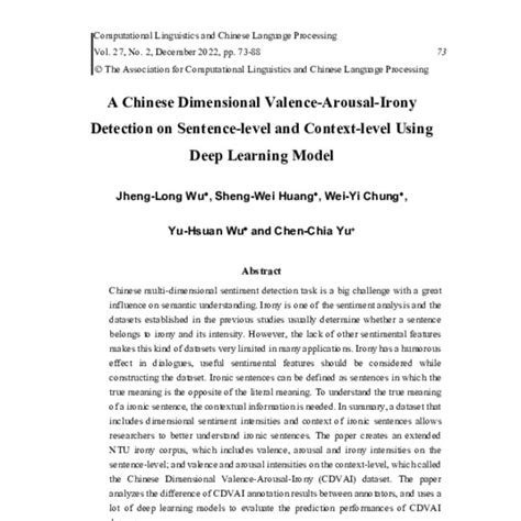 A Chinese Dimensional Valence Arousal Irony Detection On Sentence Level
