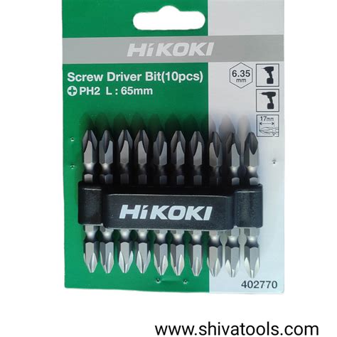 Hikoki Screw Driver Bit Set Ph2 Bits Blister Packing Of 10 Nose Screw