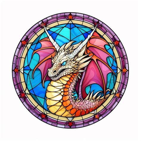 Premium Ai Image A Close Up Of A Dragon In A Stained Glass Window Generative Ai