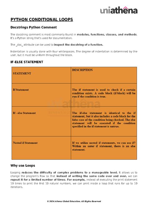 Python 101 Conditional Loops And Docstrings Overview Studocu