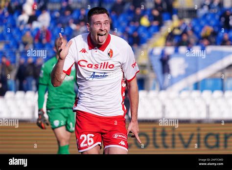 Brescia Italy 25th Feb 2023 Aurelien Scheidler Ssc Bari Celebrates His Goal During Brescia
