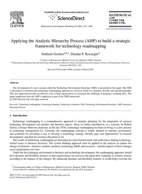Pdf Applying The Analytic Hierarchy Process Ahp To Build A