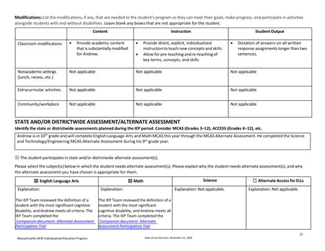 2025 Massachusetts Individualized Education Program Iep High School