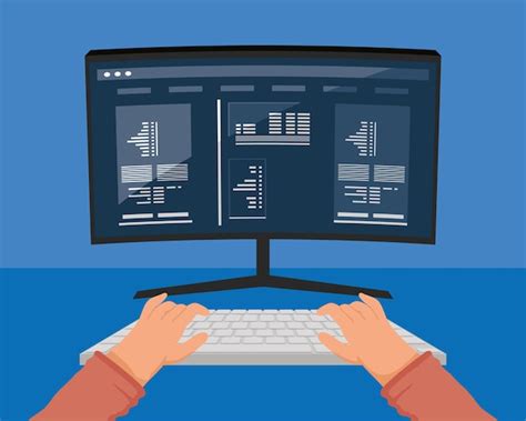 Premium Vector Hands Using Desktop