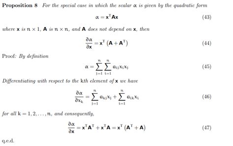 Calculus Proof Of The Derivative Of A Quadratic Form Mathematics