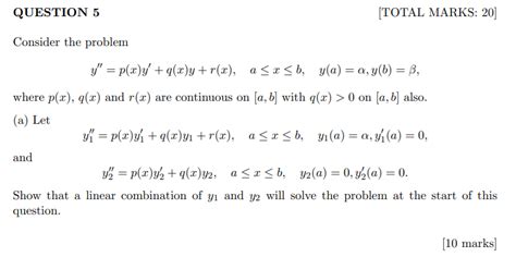 solved question 5 [total marks 20] consider the problem
