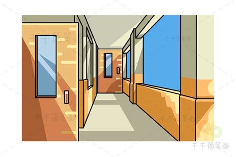 走廊的简笔画卡通手绘大山谷图库