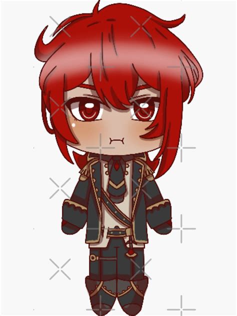 Diluc Chibi Sticker By Fartypickle Redbubble