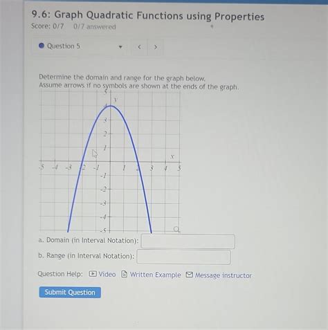 solved 9 6 graph quadratic functions using properties