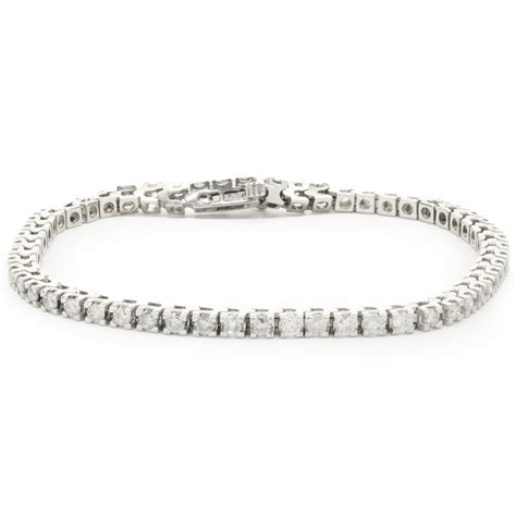 14 Karat White Gold Diamond Tennis Bracelet The Estate Watch And