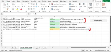 Creating A Project Updates Tracker In Excel Using Vba Towards Data Science