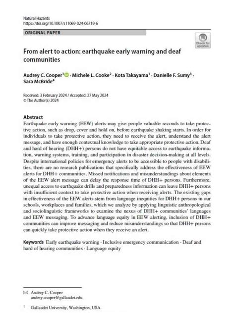 From Alert To Action Earthquake Early Warning And Deaf Communities
