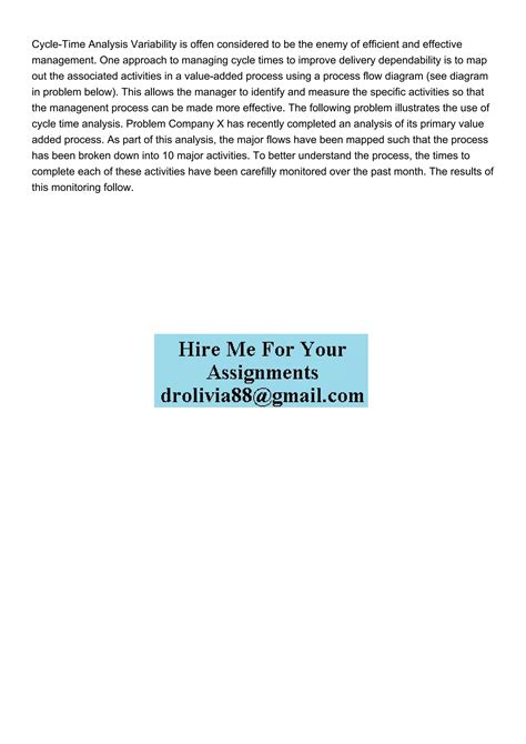 CycleTime Analysis Variability Is Offen Considered To Be Th Pdf