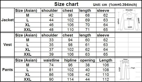 Asian Clothing Size Conversion Chart