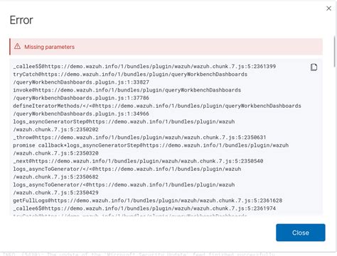Missing Parameters Error In Logs Menu · Issue 4089 · Wazuhwazuh Dashboard Plugins · Github