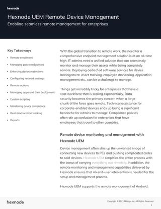 Hexnode UEM Remote Device Management PDF