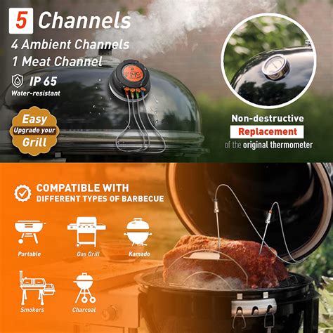 Food Cooking Bluetooth Wireless Bbq Remote Thermometer Probes Smart Digital Bluetooth Barbecue