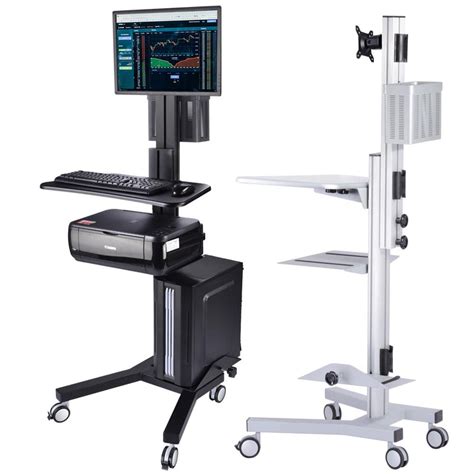 Rolling Mobile Workstation Computer Cart Sit Stand Silver Love Fiddler Shop