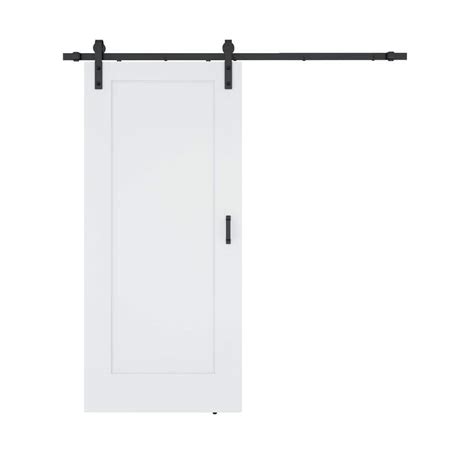 Anzzi 36 In X 84 In 1 Patio White Finish Mdf Wood Sliding Barn Doors With Hardware Kit Id