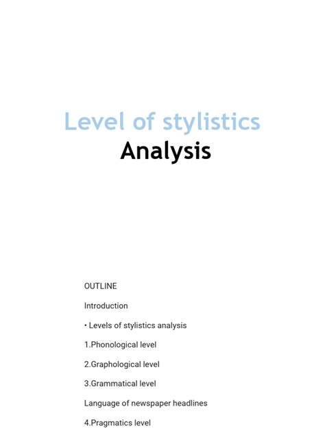 Levels Of Stylistic Analysis Pdf Levels Of Stylistic Analysis Pdf