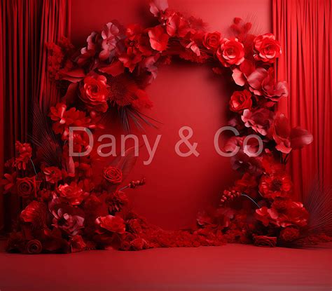 Avezano Red Curtains And Flowers Arch Backdrop Designed By Danyelle Pi