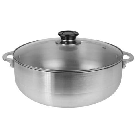 Home Basics 74 Liter Aluminum Caldero With Glass Lid Satin Nickel