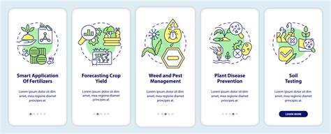 Increased Crop Yield Onboarding Mobile App Screen Agribusiness Walkthrough 5 Steps Editable