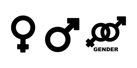 성별 기호와 성별이라는 단어의 흑백 이미지 프리미엄 벡터