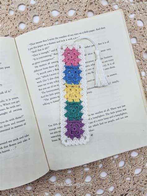 Bookmark Small Granny Square Crochet Lace Bookmark Etsy