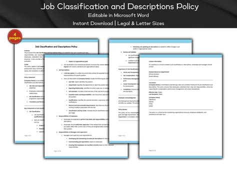 Job Classification And Descriptions Policy Editable Template Human
