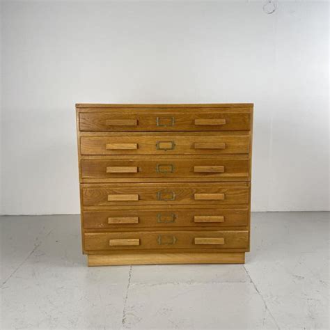 Small Plan Chest With Wooden Handles 1940s For Sale At Pamono