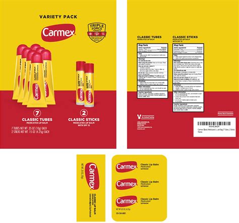 Carmex Variety Pack Classic Medicated Lip Balm Lip Balm Spf 15