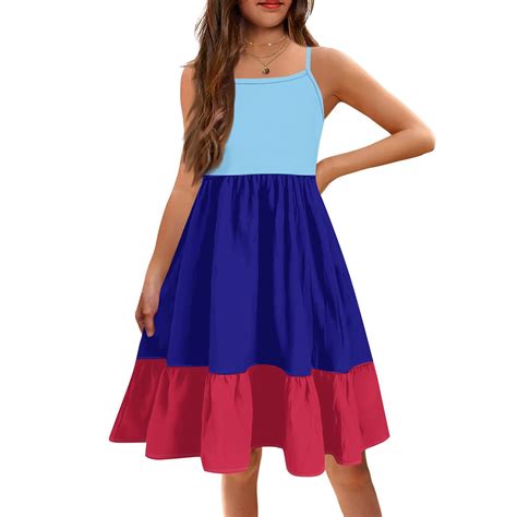 2025 New Girls Short Sleeveless Dress Summer Girls Basic A Line Short