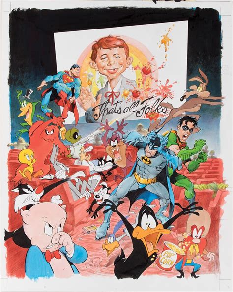 Mort Drucker Original Artwork For Mad Magazine Tribute To Warner Bros