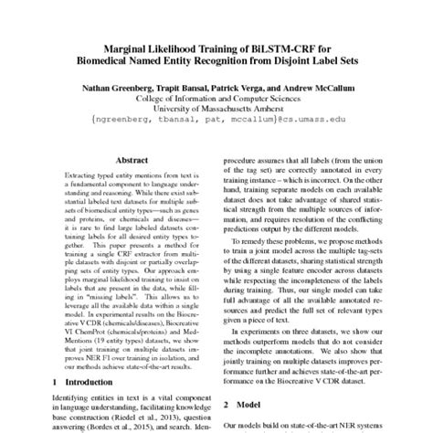 Marginal Likelihood Training Of Bilstm Crf For Biomedical Named Entity