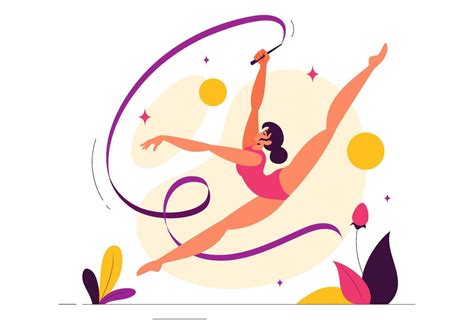 Elegant Rhythmic Gymnastics Illustration With A Female Athlete Posing