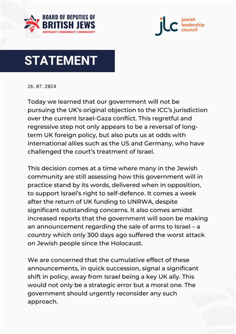 Board Of Deputies And Jewish Leadership Council Joint Statement On Uk