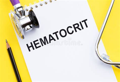 Note With Text Hematocrit Hct On Table In Doctor Office Stock Image