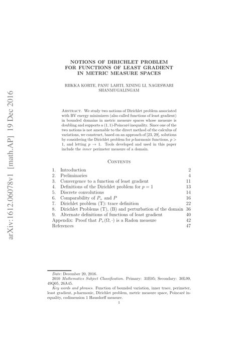 pdf notions of dirichlet problem for functions of least gradient in